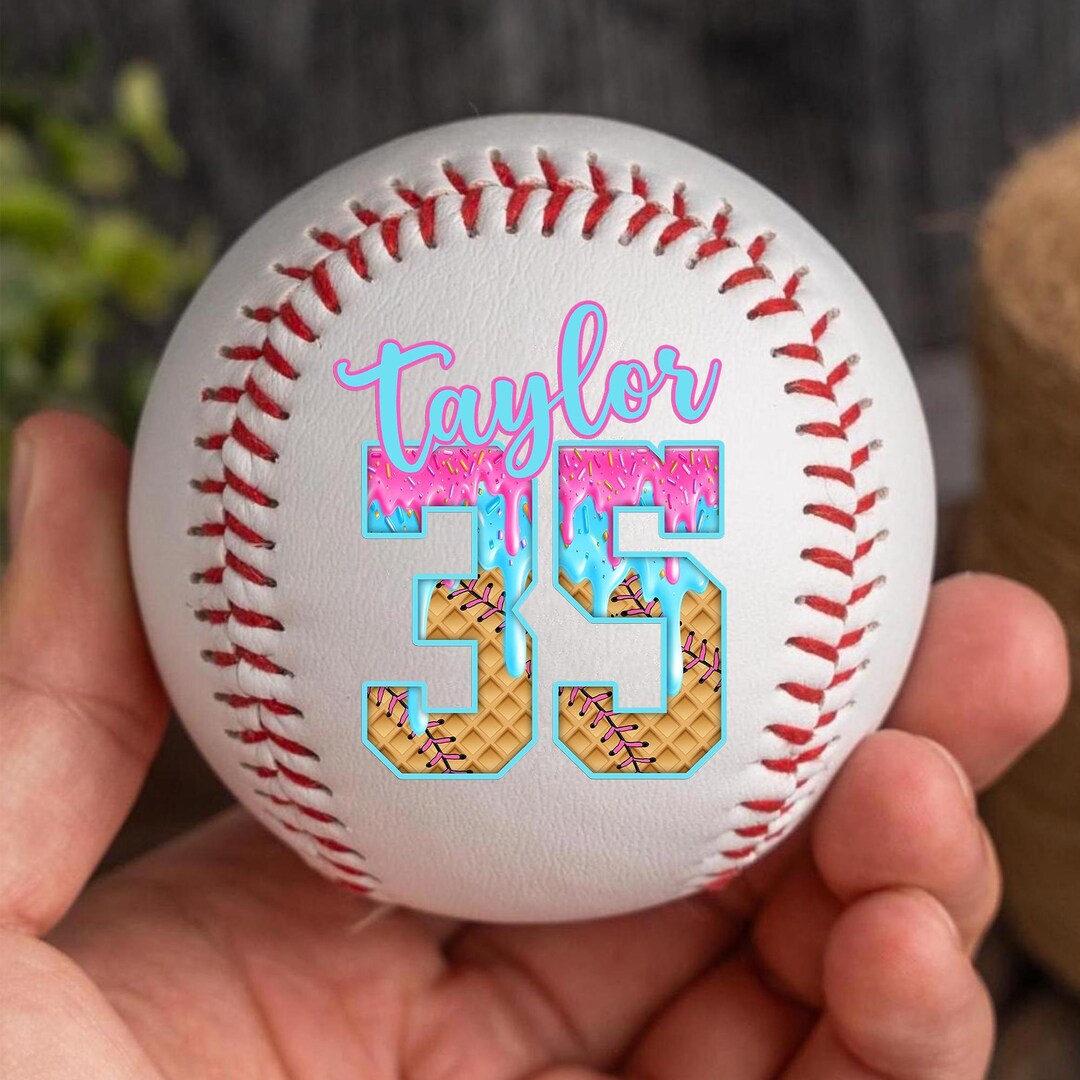 Personalized Ice Cream Drip Baseball, Custom Baseball, Waffle Cone ...