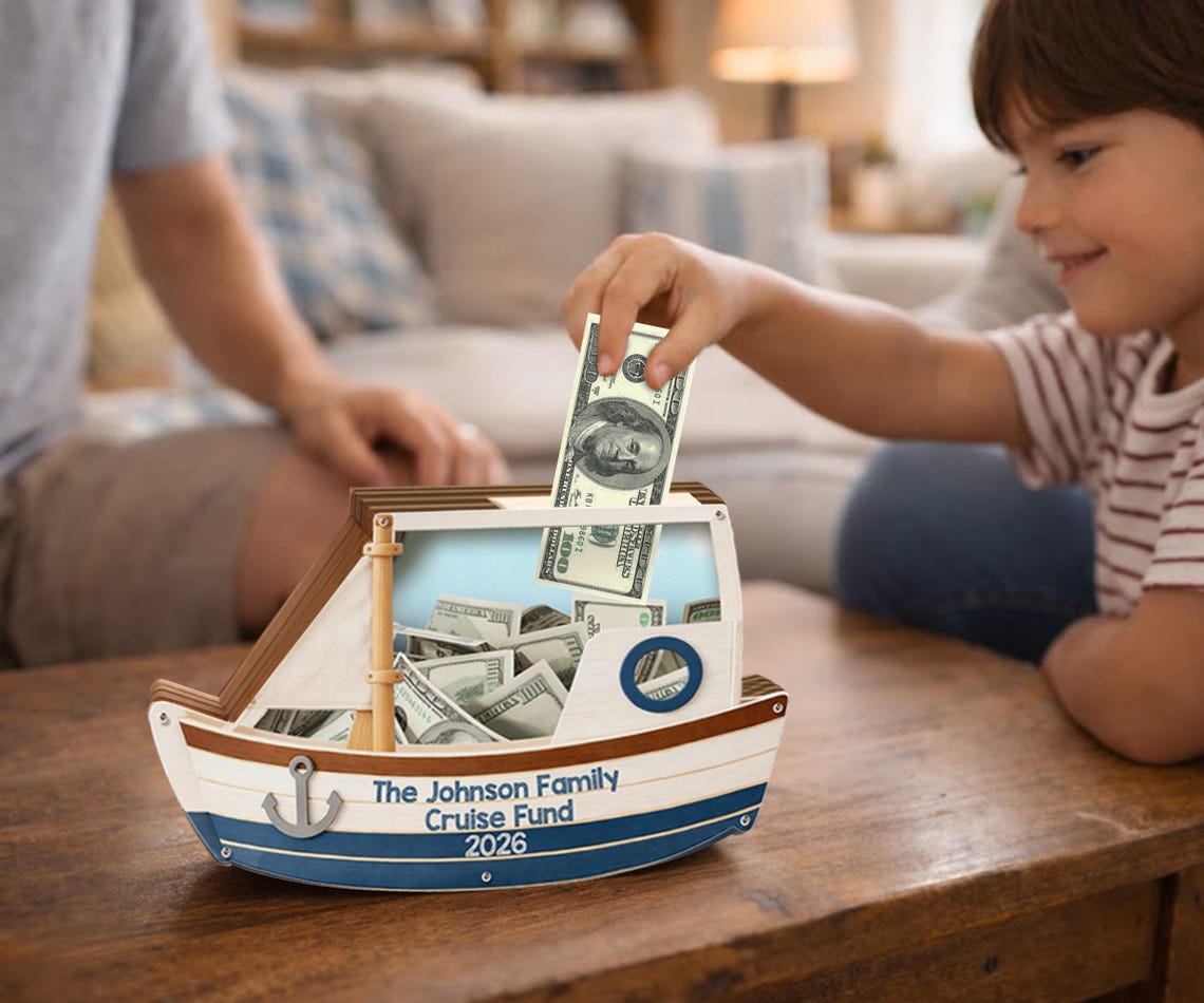 Personalized Cruise Fund Box for Family, Custom Boat Money Bank ...