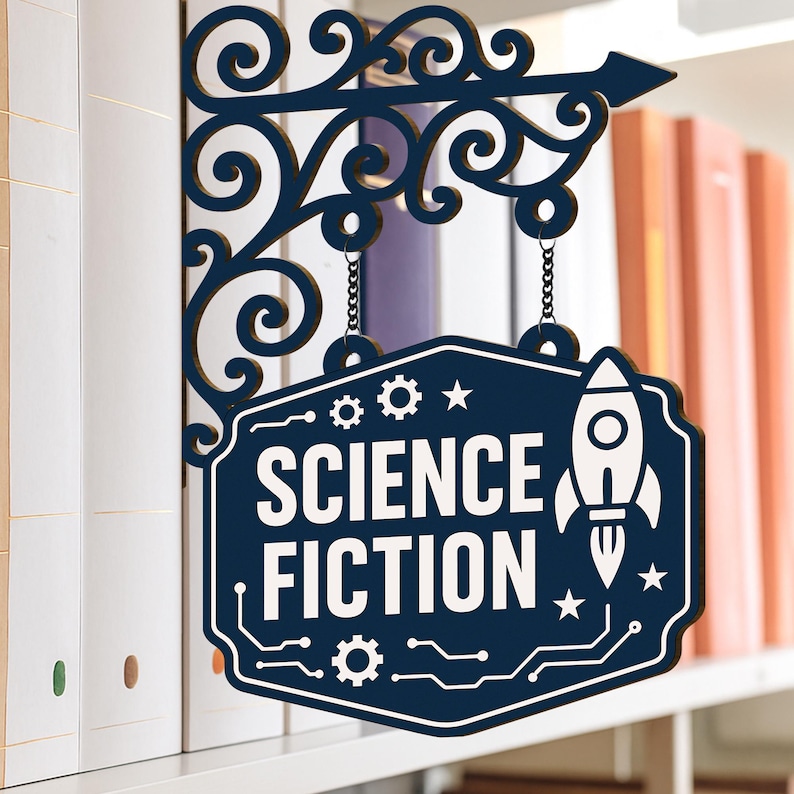 Personalized Book Genre Shelf Dividers, Wooden Bookshelf Sign Divider ...