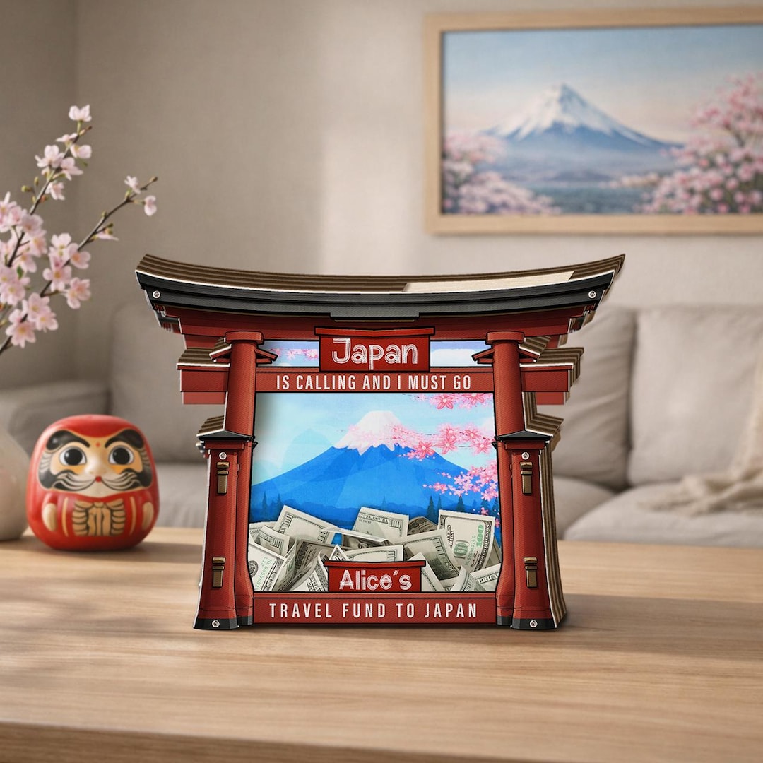 Personalized Japan Travel Fund Box, Torii Piggy Bank, Custom Japan Trip ...