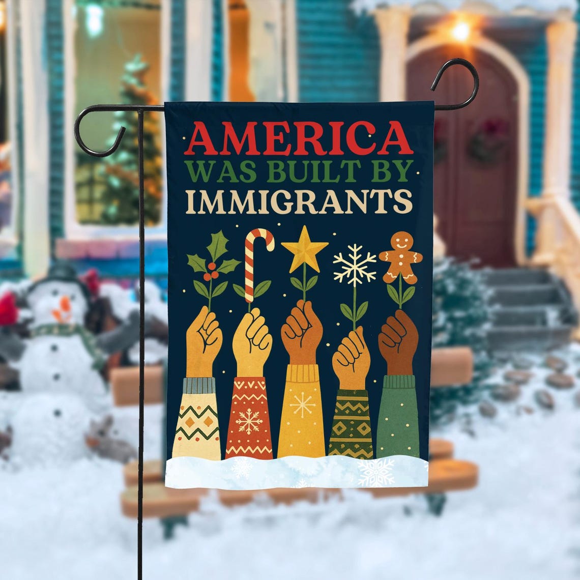 America Was Built by Immigrants Garden Flag – Christmas Holiday Lawn ...