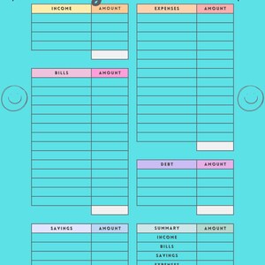 Rainbow Color Budget Planner - Etsy