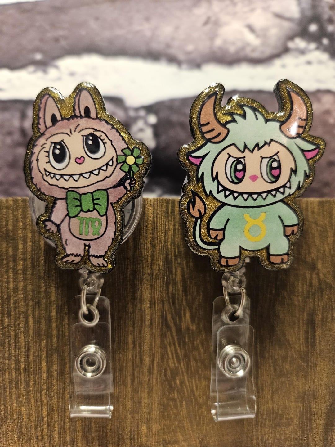 Zodiac Labubu Rotating Retractable Badge Reel With Alligator Clip and ...