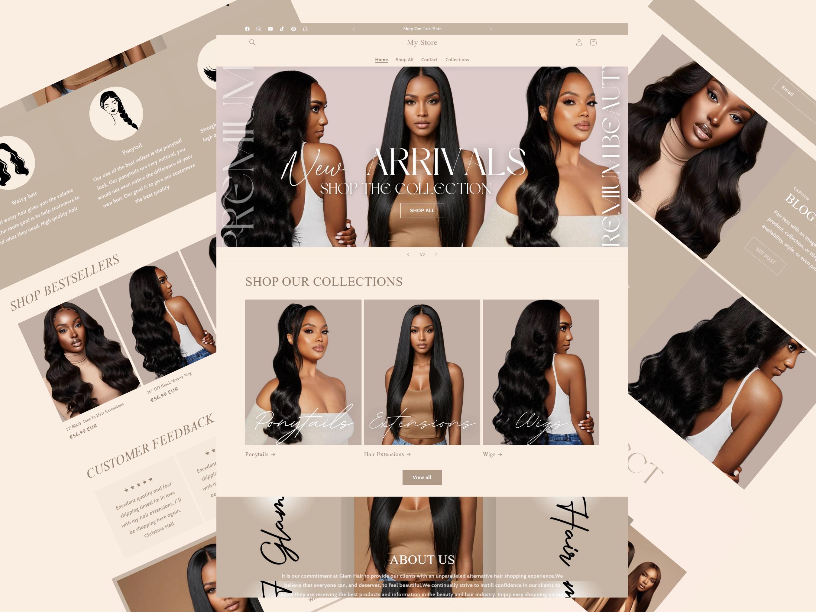 Hair Website Design, Hair Website Template, Shopify Hair Website, Hair ...