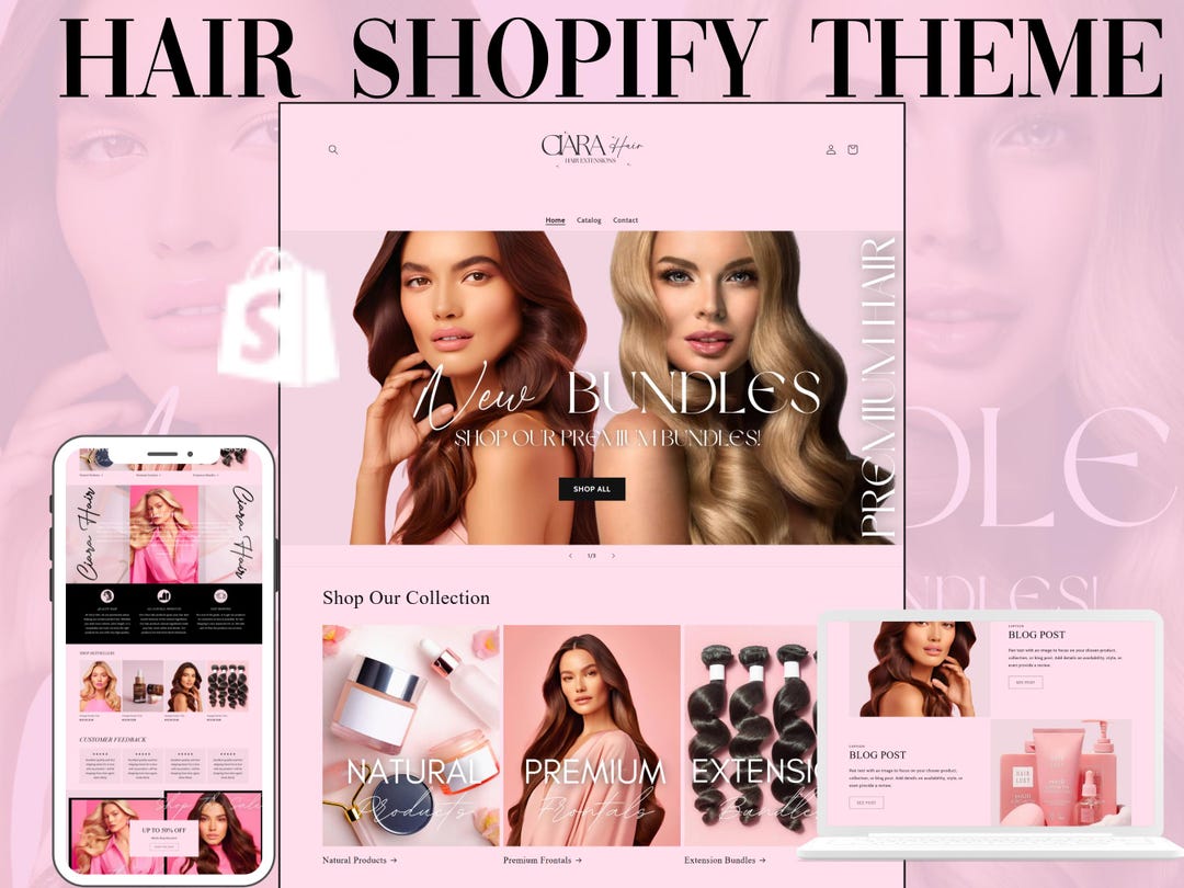 Hair Website Design, Hair Website Template, Premade Shopify Hair ...
