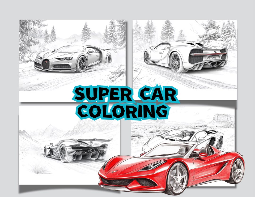 Race Car Coloring, Supercar Coloring Pages for Kids and Adults ...
