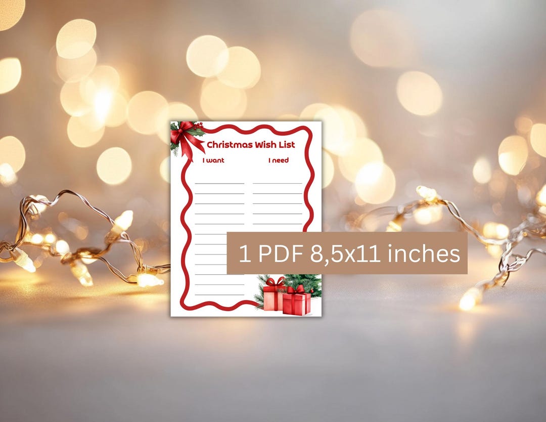 Printable Wish List Checklist. PDF Wish List, Christmas Gift Tracker ...