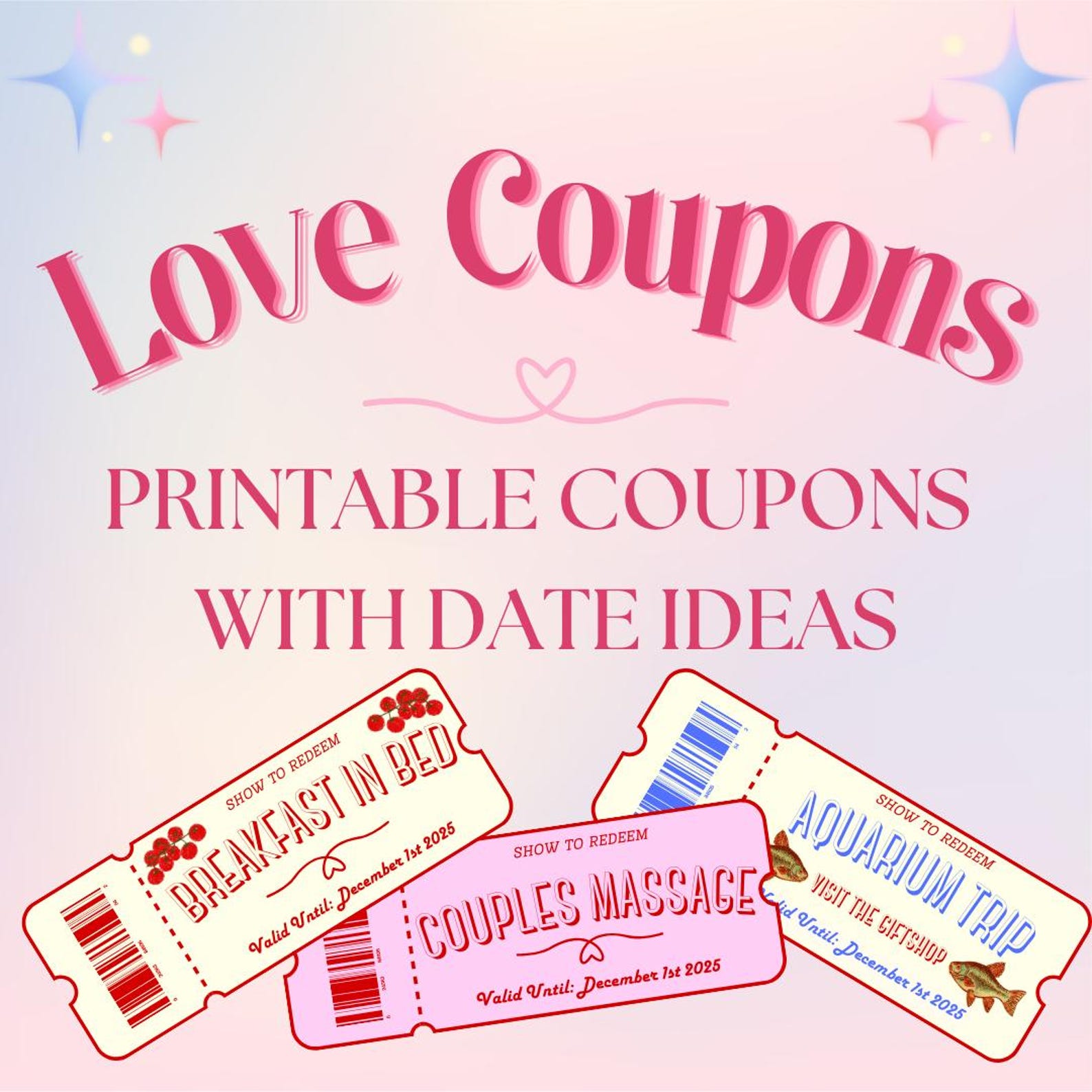 Customizable Love Coupons, Gift for Him & Her, Retro Coupon Canva ...