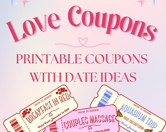 Customizable Love Coupons, Gift for Him & Her, Retro Coupon Canva ...