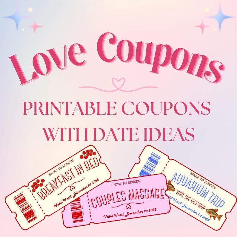 Customizable Love Coupons, Gift for Him & Her, Retro Coupon Canva ...