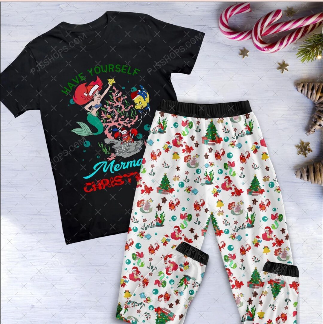 The Little Mermaid Holiday Pajamas Set, the Little Mermaid Christmas ...
