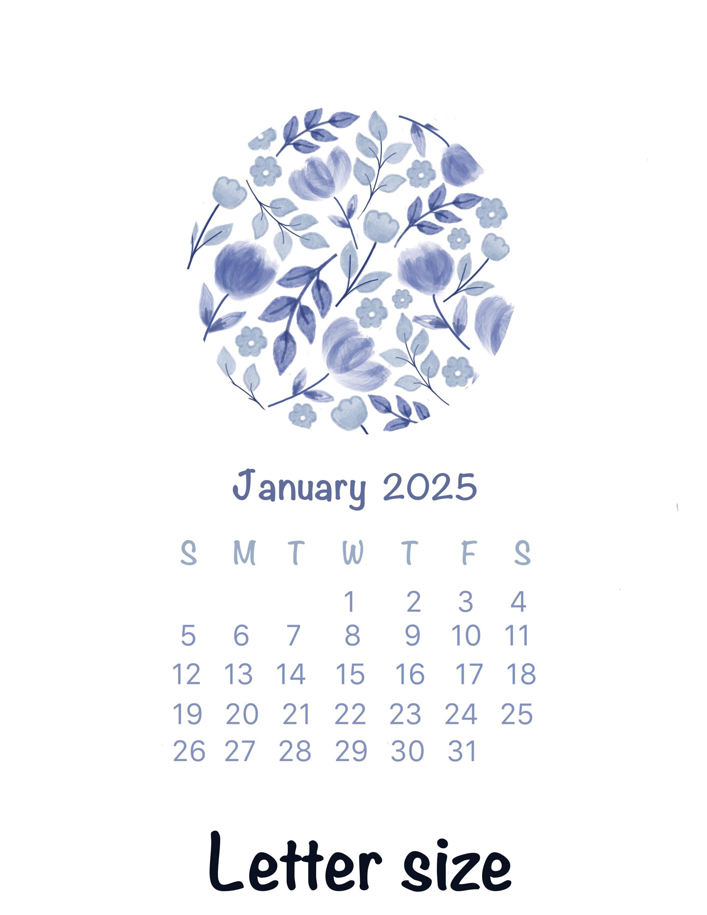 January 2025 Calendar, January 2025 Printable Calendar, Calendar in ...