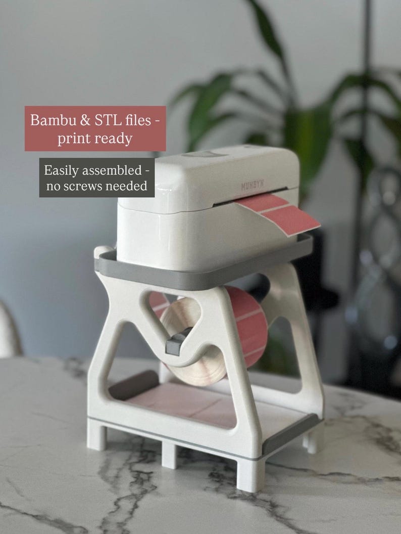 Thermal Label Printer Holder 3D Print STL and Bambu Files: Munbyn ...