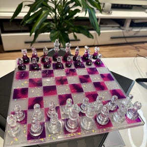 Handmade Barbie Themed - Pink Resin Chess Set, Gifts for Her and Him ...