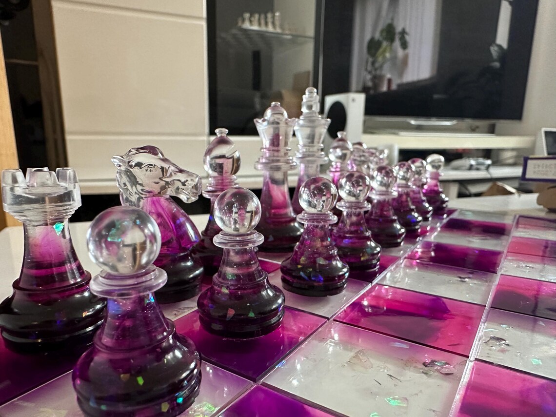 Handmade Barbie Themed - Pink Resin Chess Set, Gifts for Her and Him ...