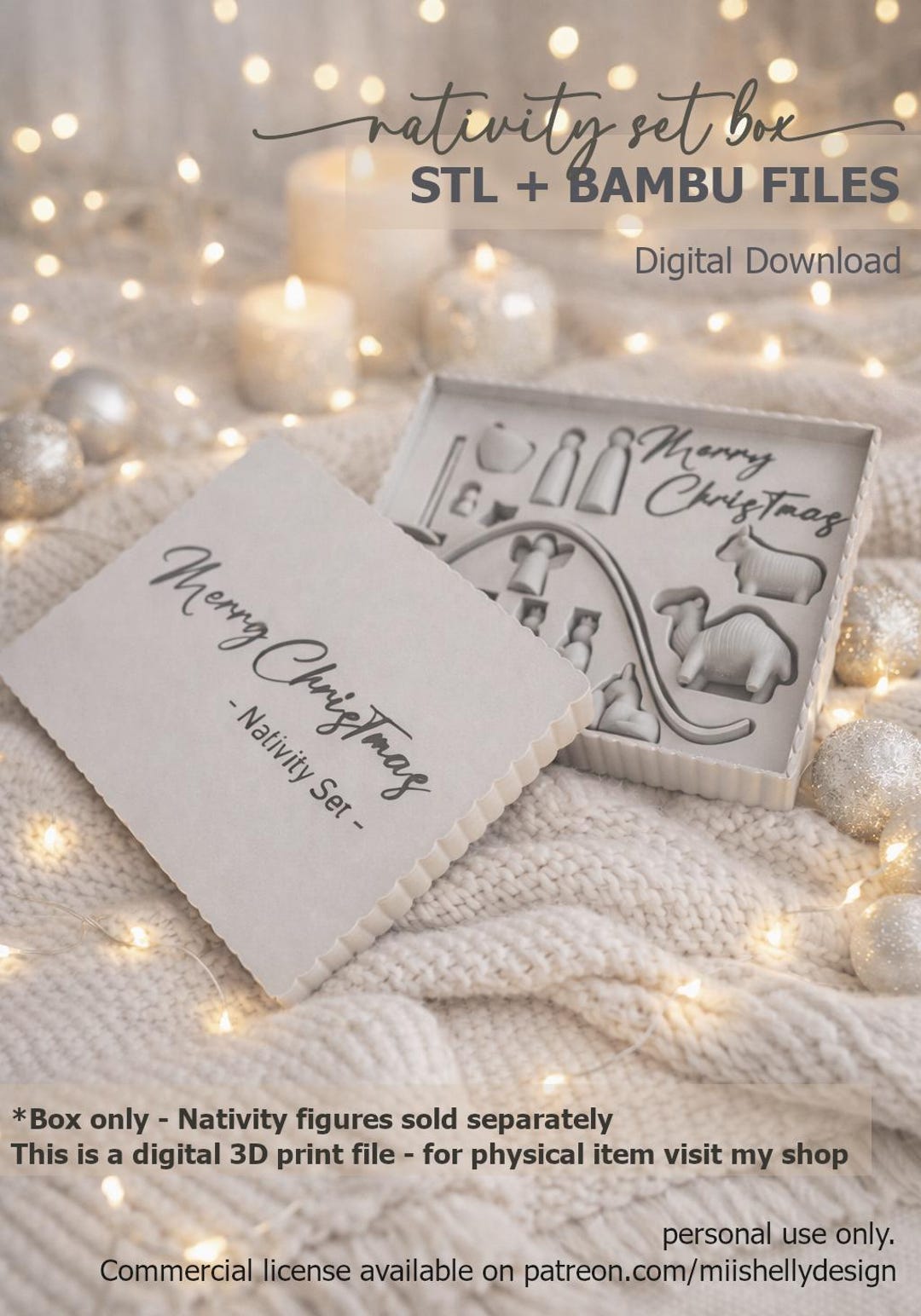 Merry Christmas Gift Box STL & Bambu Files for Nativity Set (sold ...
