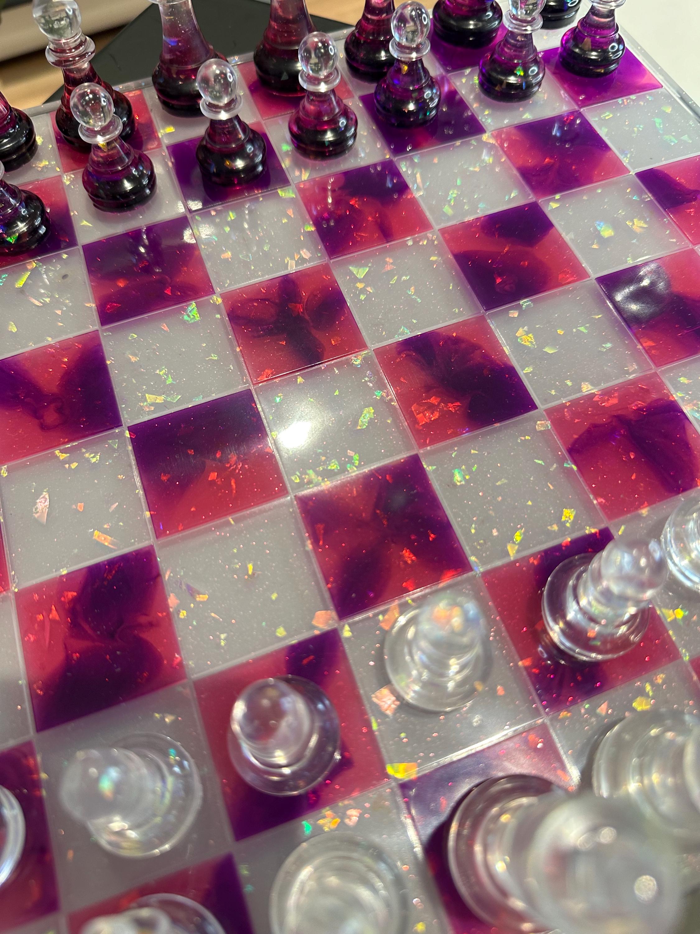 Handmade Barbie Themed - Pink Resin Chess Set, Gifts for Her and Him ...