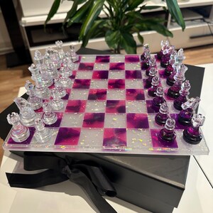 Handmade Barbie Themed - Pink Resin Chess Set, Gifts for Her and Him ...