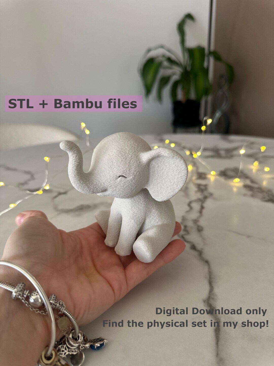 3D Printable Elephant Figurine: Minimalist STL & Bambu File (digital ...
