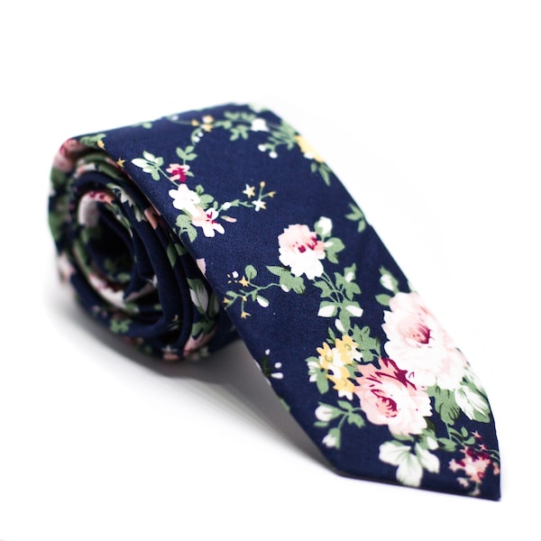 Blue Pink Floral Tie - Etsy