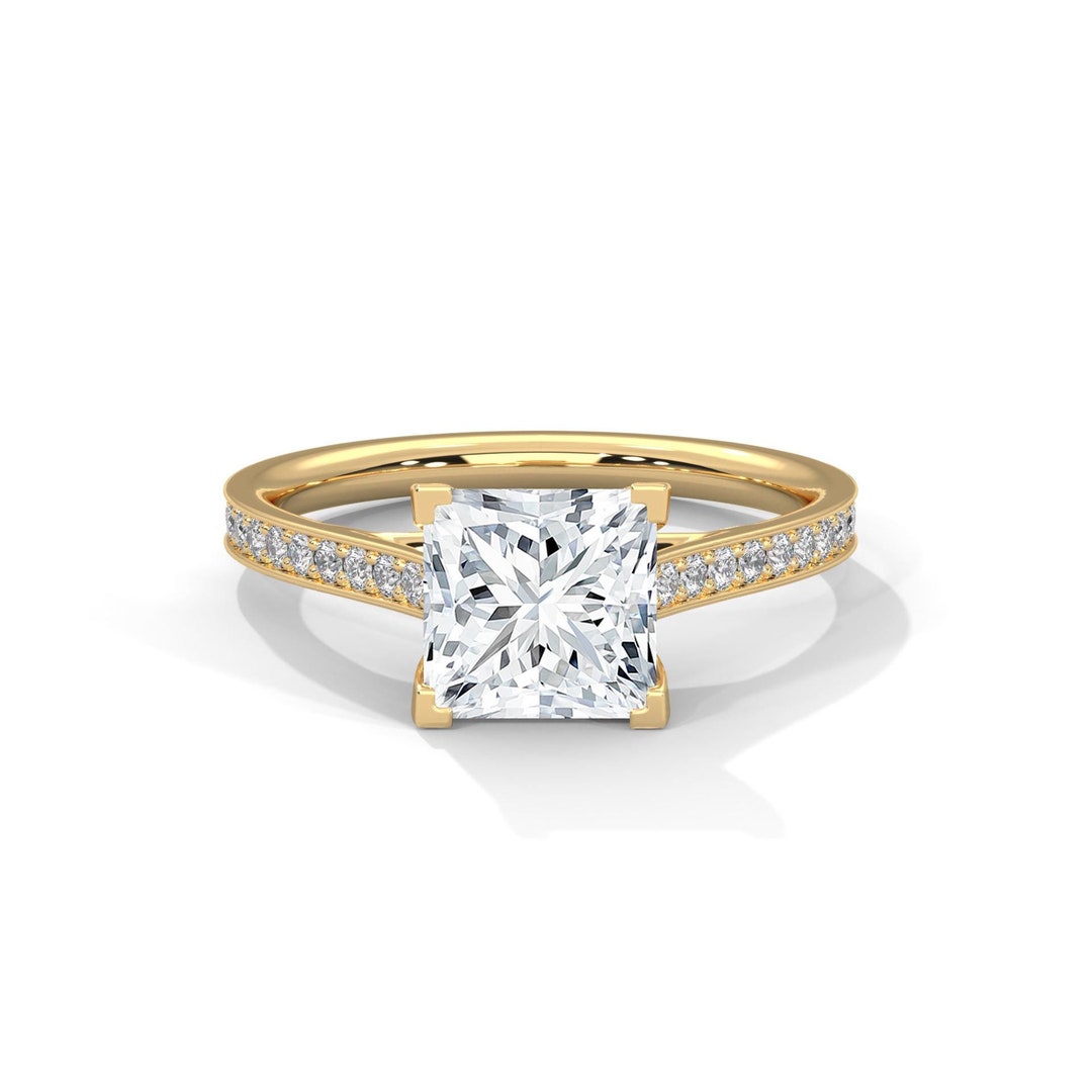 Princess 3.0 Ct Solitaire Ring GRA Certified Moissanite Diamond ...