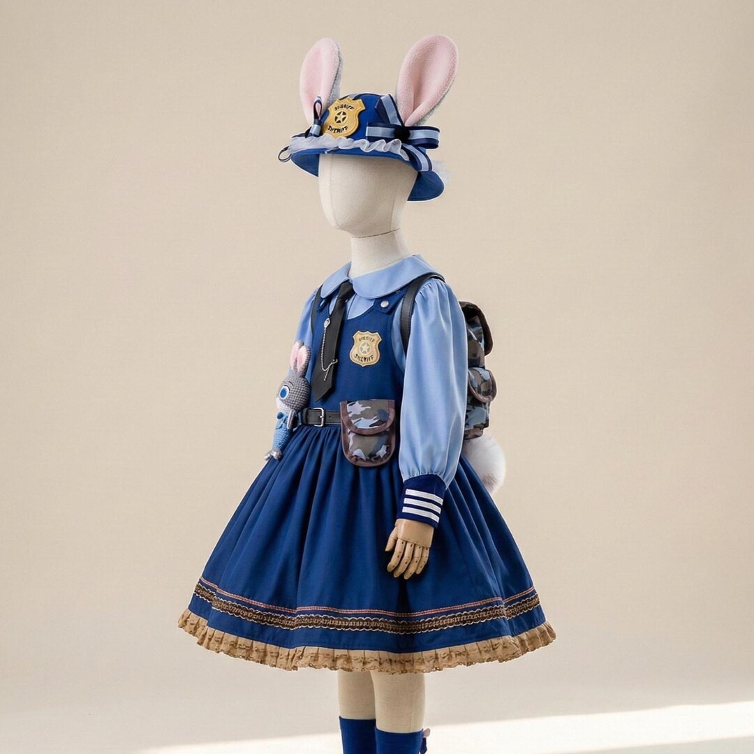 Judy Hopps Costume for Girl | Police Bunny Cosplay, Fluffy Tail Skirt ...