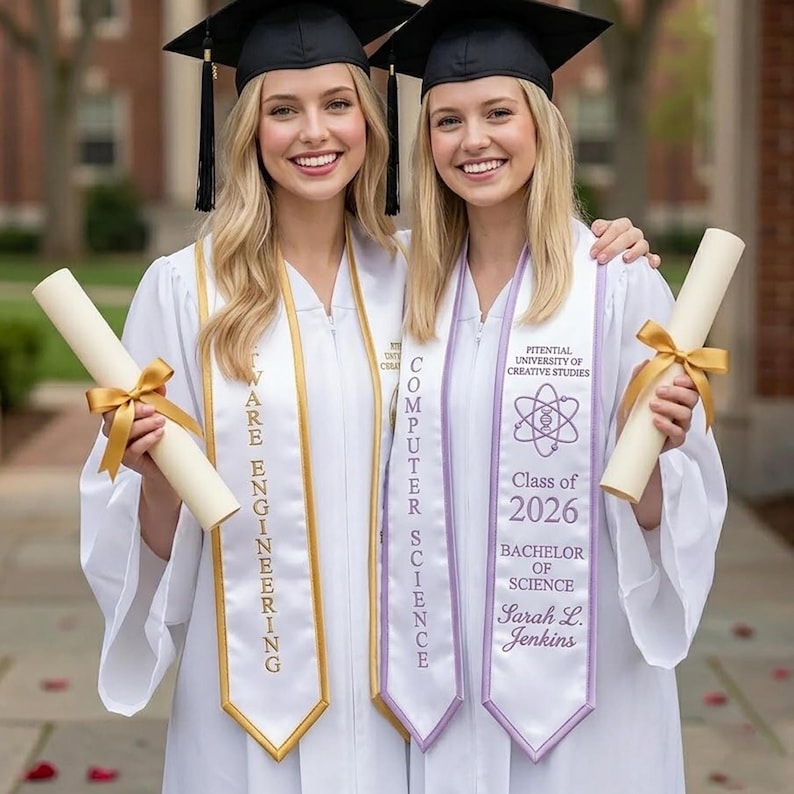 Custom Embroidered Graduation Stole, Any Major Personalized College ...