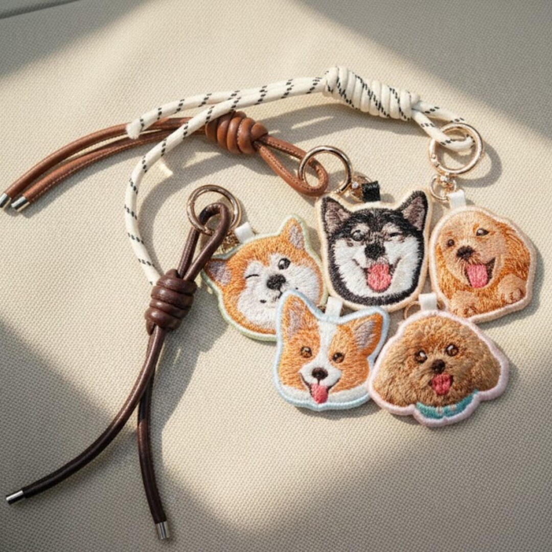 Embroidered Pet Keychain, Embroidered Dog Cat Key Tag, Embroidered Pet ...