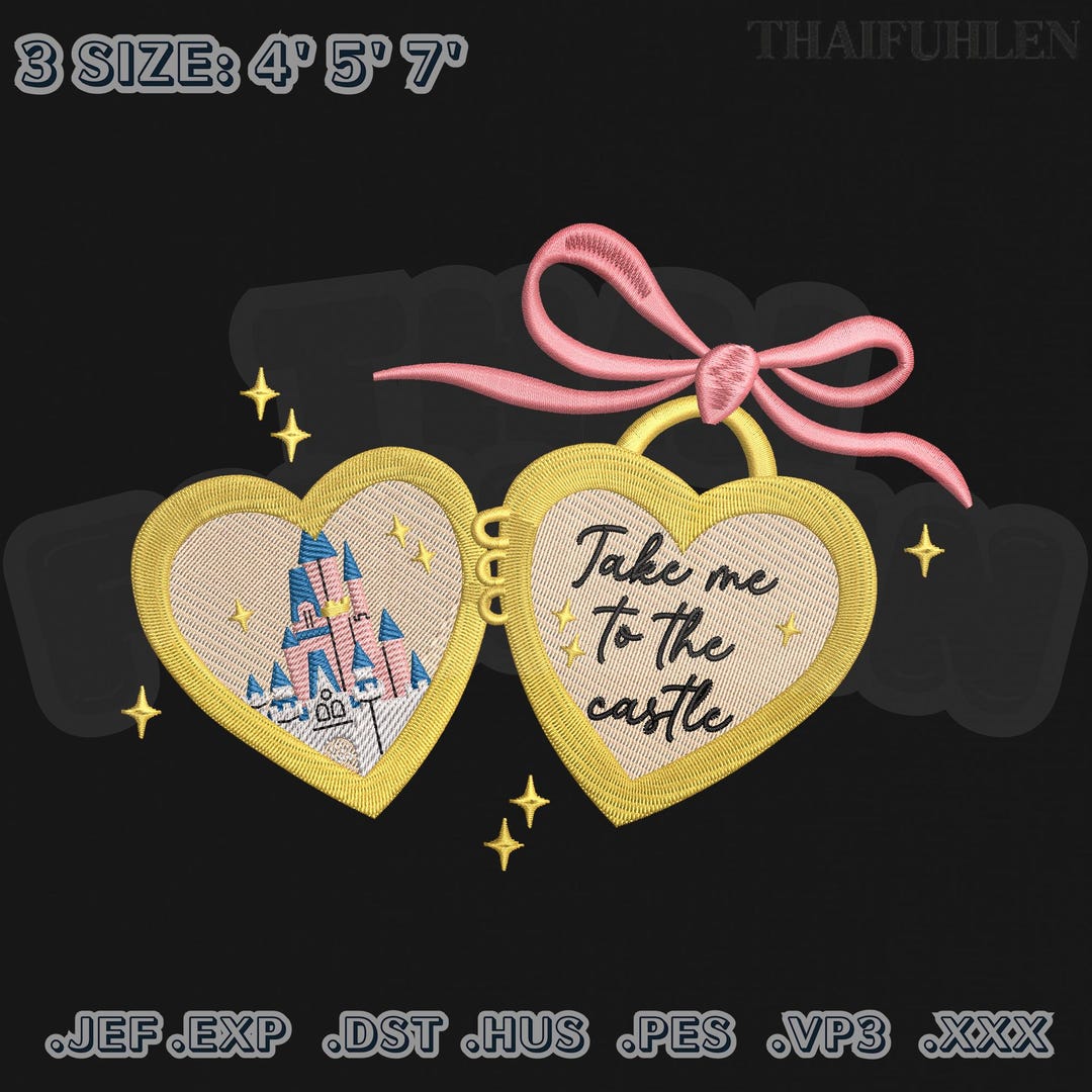 Magic Kingdom Embroidery Design, Magic Locket Heart Coquette Embroidery ...