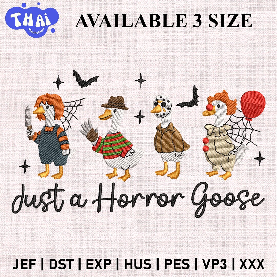 Just a Horror Goose Embroidery Design, Funny Halloween Goose Stitch ...