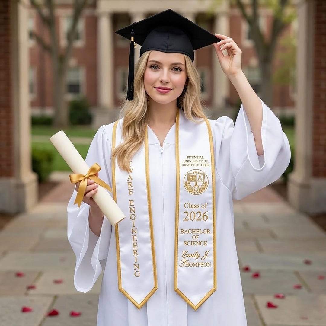 Custom Embroidered Graduation Stole, Any Major Personalized College ...