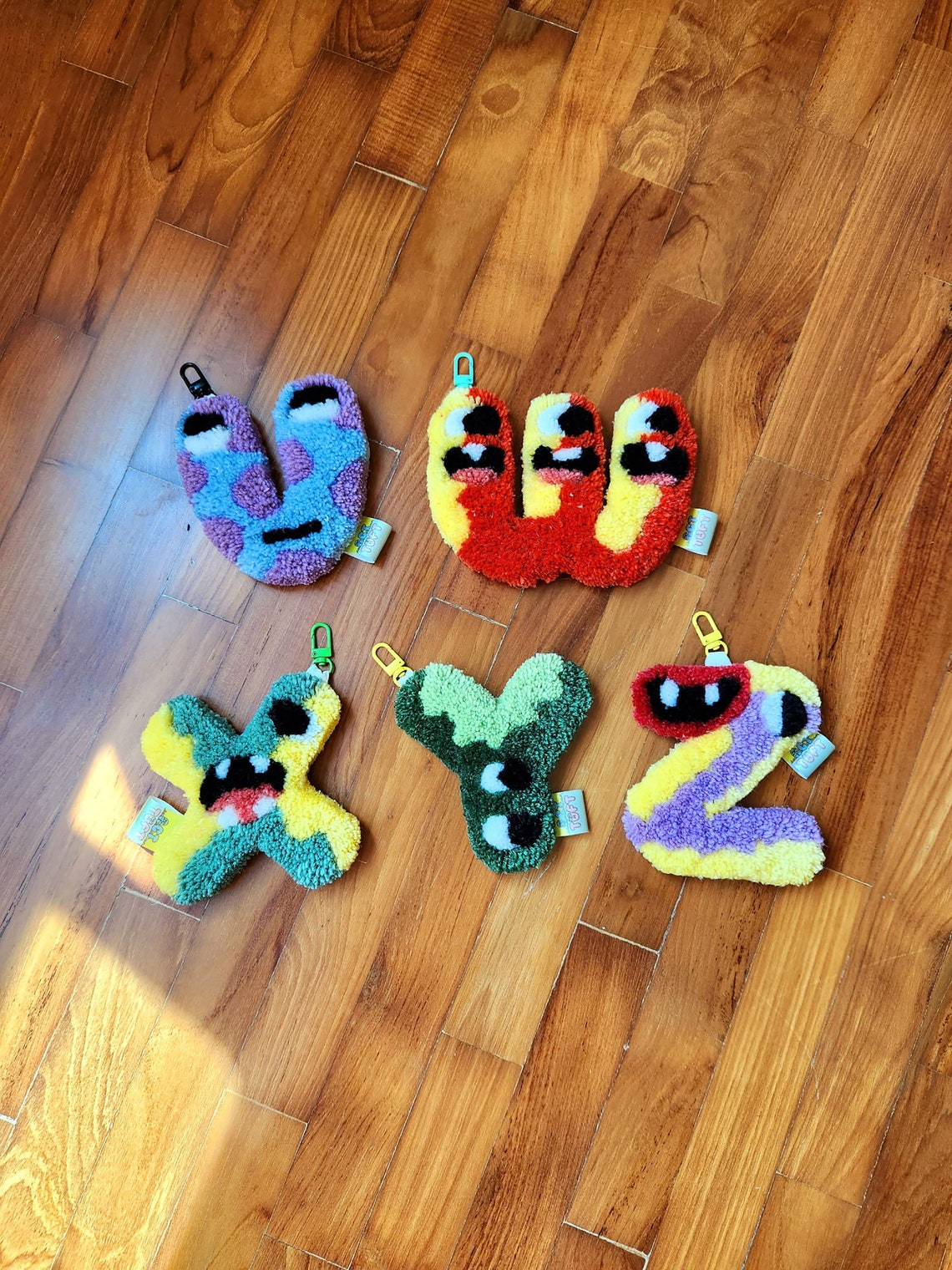 Custom Tufted Quirky Alphabets Bag Charm / Keychain / Coaster 100% ...