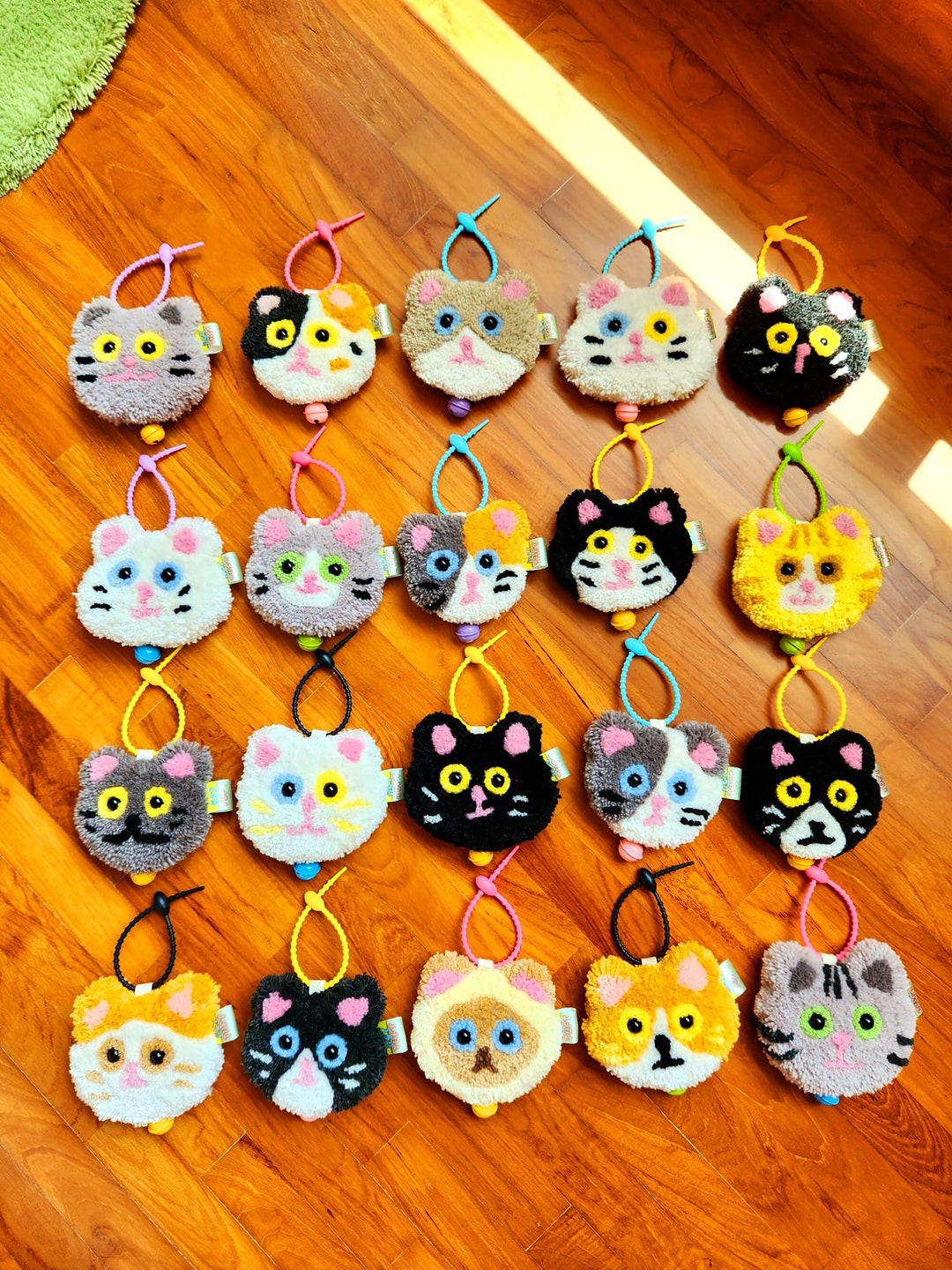 Custom Tufted Cute Cats Hanging Ornament / Bag Charm | 100% Handmade ...