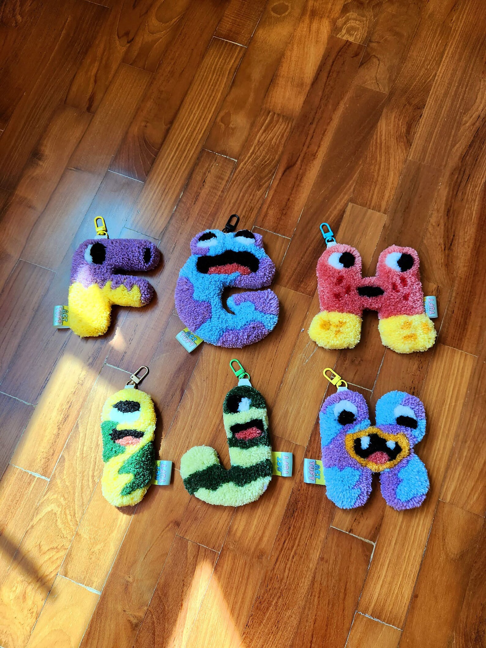 Custom Tufted Quirky Alphabets Bag Charm / Keychain / Coaster 100% ...