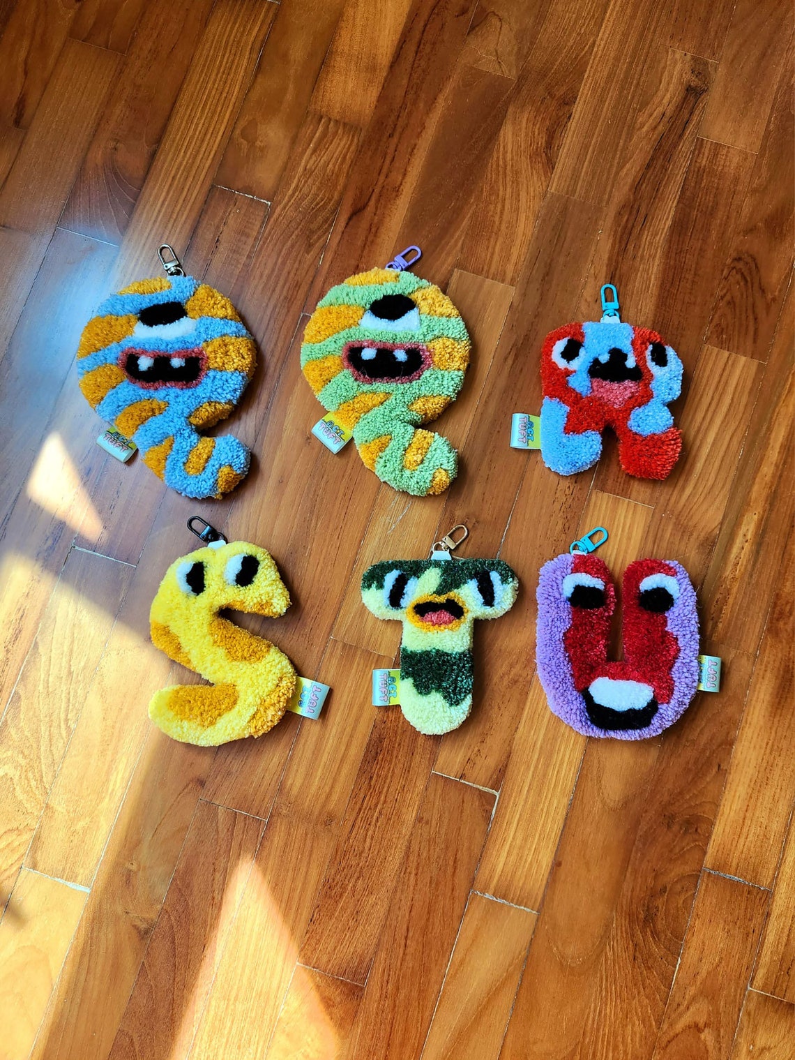 Custom Tufted Quirky Alphabets Bag Charm / Keychain / Coaster 100% ...