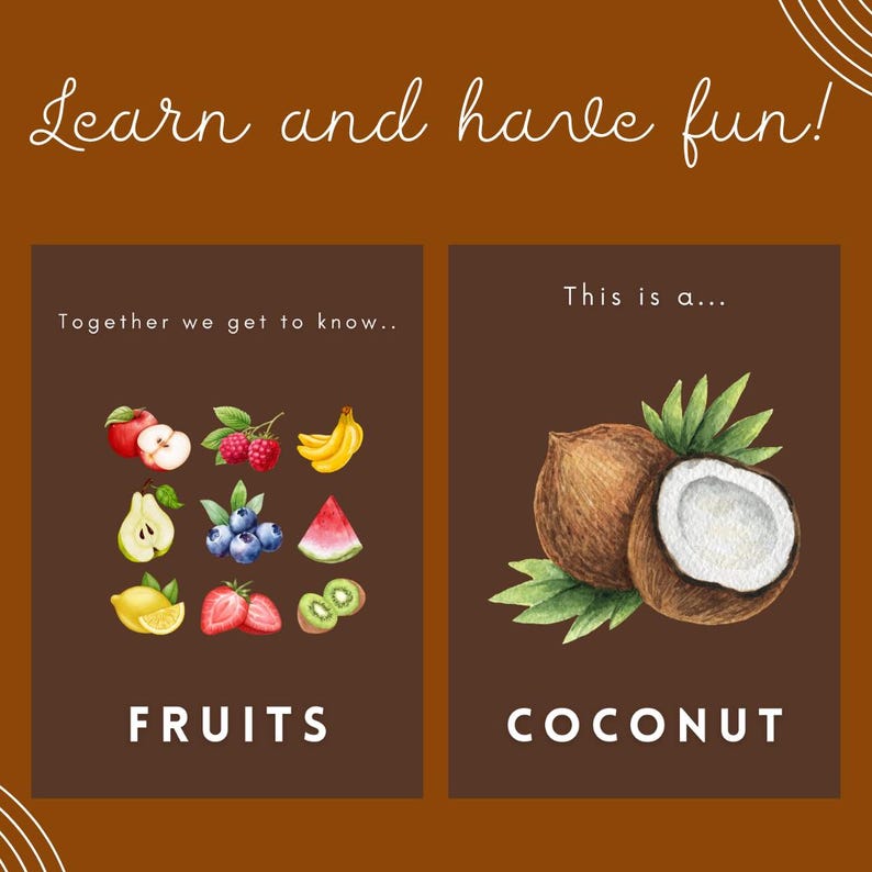 Printable Fruit Cards for Kids. PDF File. 23 Double-sided Cards ...
