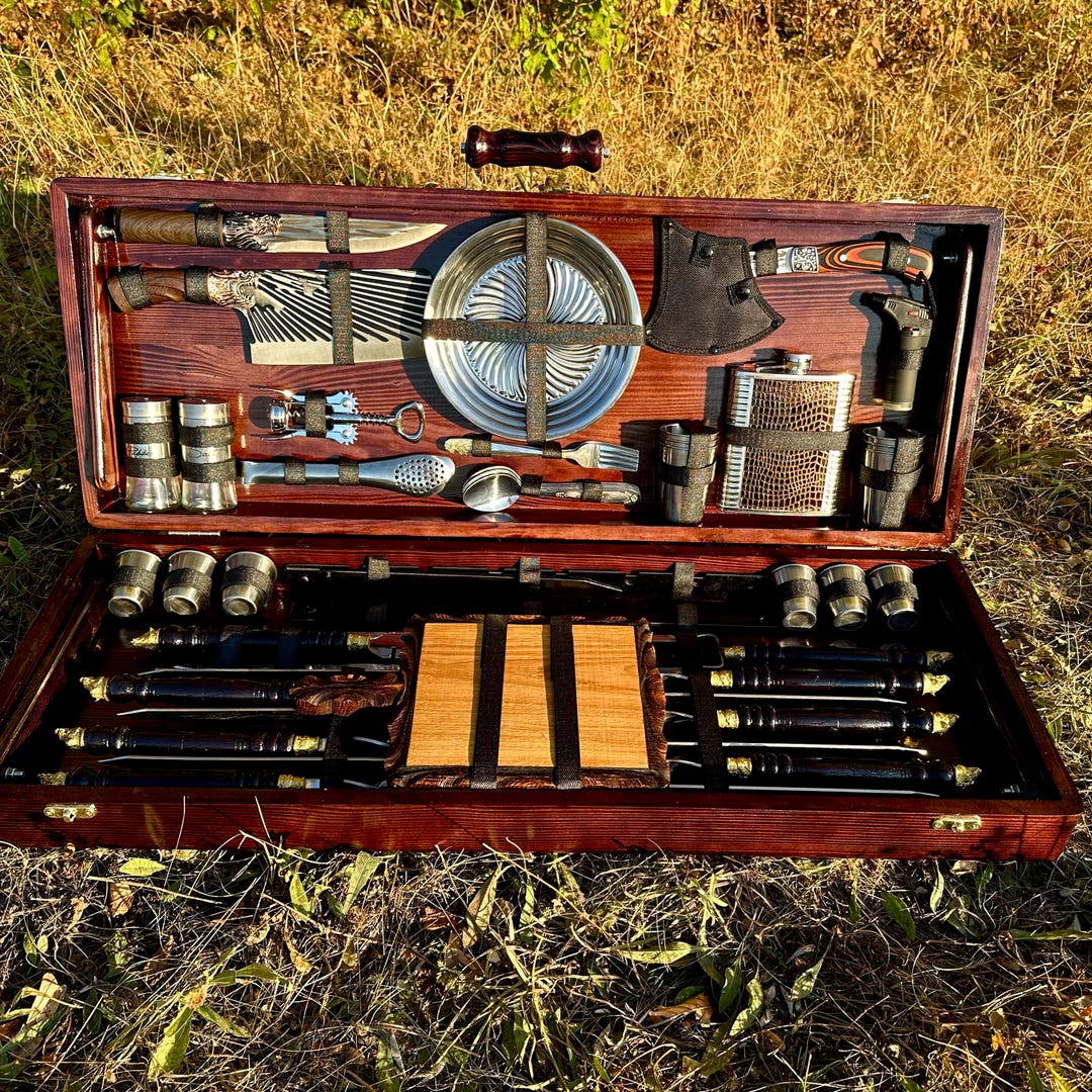 Hand Forged Bbq Skewers,outdoor Grilling,forged Bbq Tool Set,hand Made ...