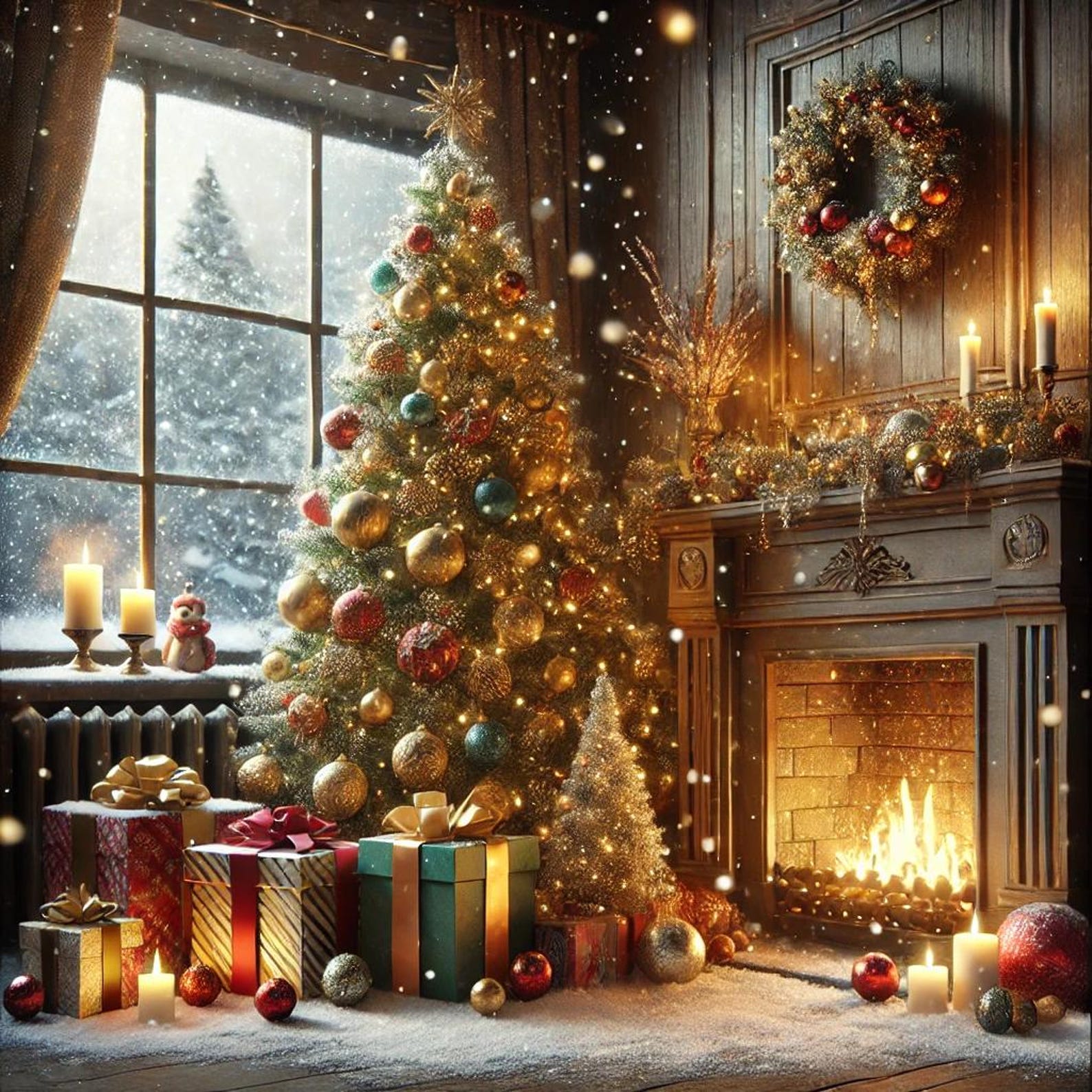 Cozy Christmas Fireplace Art Print – Digital Download - Etsy