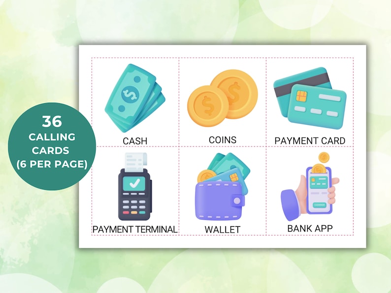 60 Money Bingo Cards, Financial Bingo Game, Teach Kids Money Banking ...