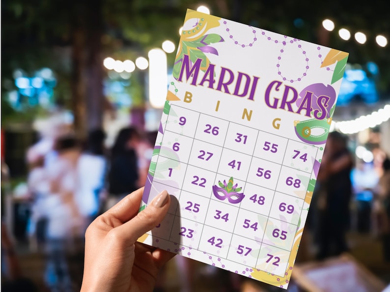 100 Mardi Gras Bingo Cards, Printable Mardi Gras Bingo, Mardi Gras ...