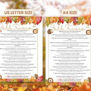 Fall Trivia Game, Printable Fall Quiz, Autumn Trivia Questions, Kids ...