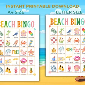 30 Beach Bingo Cards, Printable Summer Bingo, Summer Game, Summertime ...