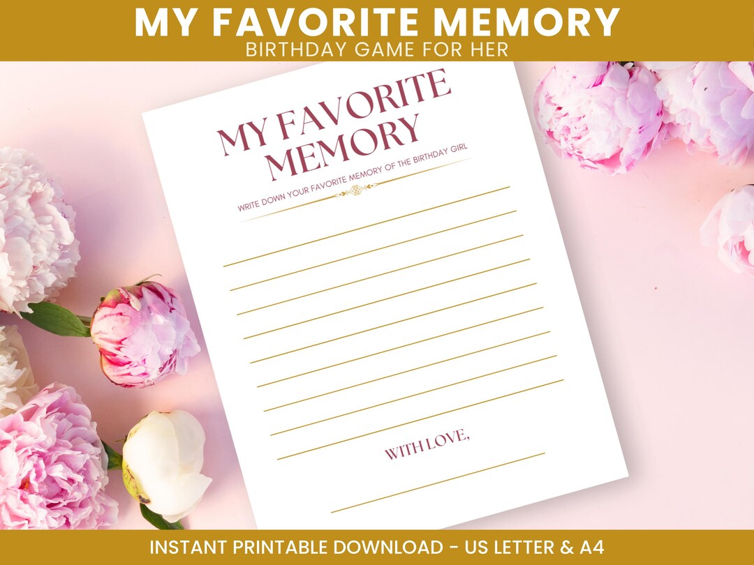 My Favorite Memory Game for Her Birthday | Printable Birthday Party ...