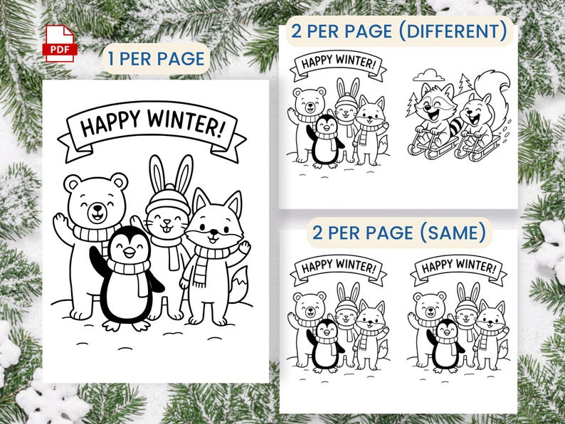 Winter Coloring Pages, Winter Coloring Book, Animal Coloring Pages ...