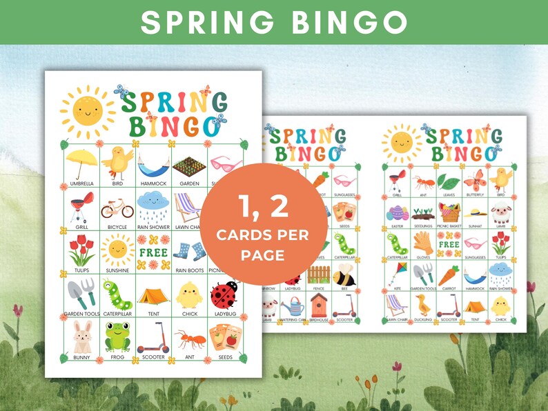 30 Spring Bingo Cards, Printable Spring Bingo, Spring Activity, Kids ...