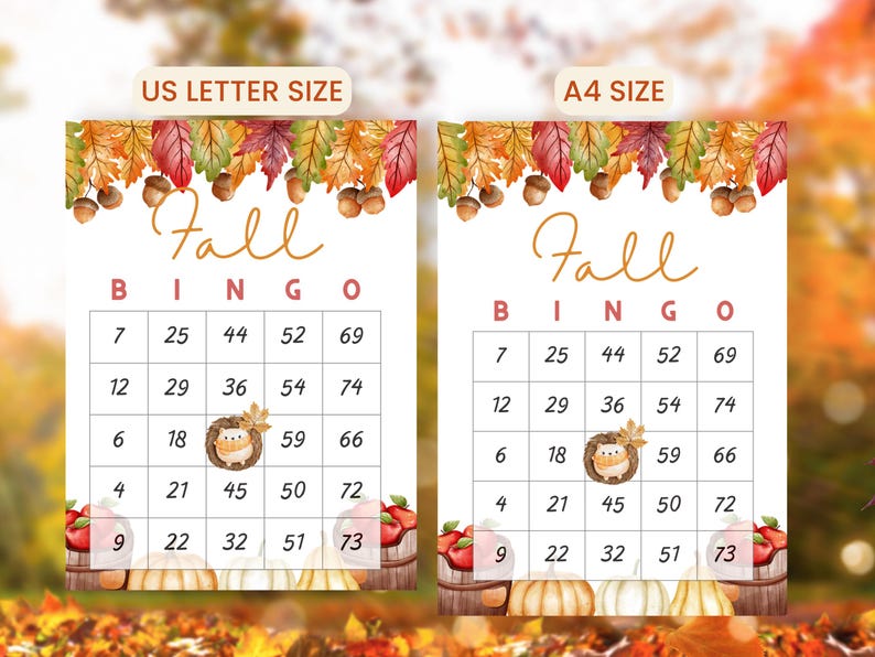 100 Fall Bingo Cards, Printable Autumn Bingo, Fall Kids Adults Seniors ...