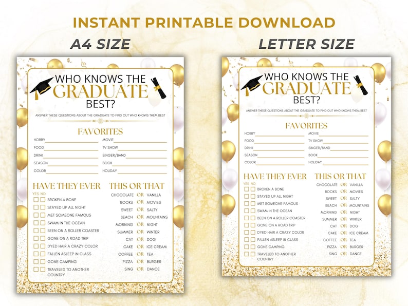 Who Knows the Graduate Best Graduation Party Game How Well Do You Know ...