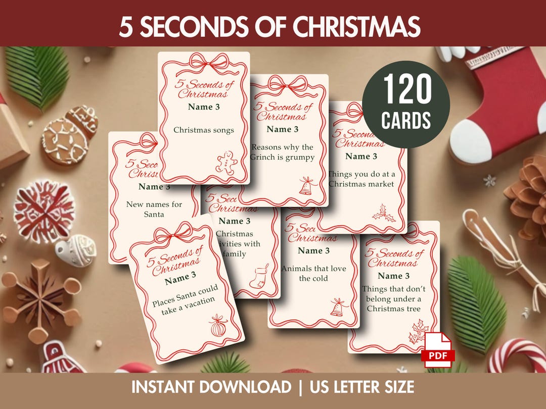 Christmas 5 Second Game Printable, Christmas Party Game, Holiday Party ...