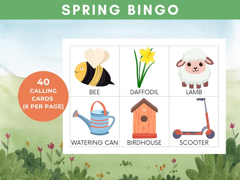 30 Spring Bingo Cards, Printable Spring Bingo, Spring Activity, Kids ...