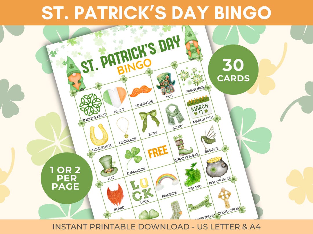 30 St. Patrick's Day Bingo Cards, St Patrick's Day Bingo, St Patrick's ...